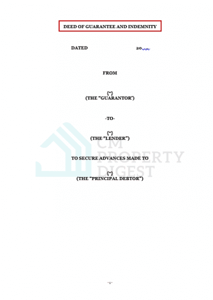 Corporate Deed of Guarantee in favour of a Company - CM Property Digest