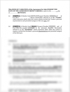 Deed of Variation of an Agreement -Individual - CM Property Digest